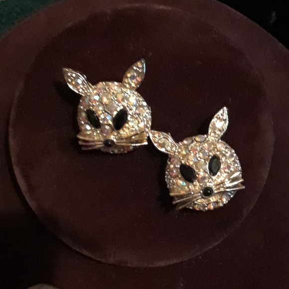 costume | Jewelry | Rhinestone Bunny Face Pins | Poshmark